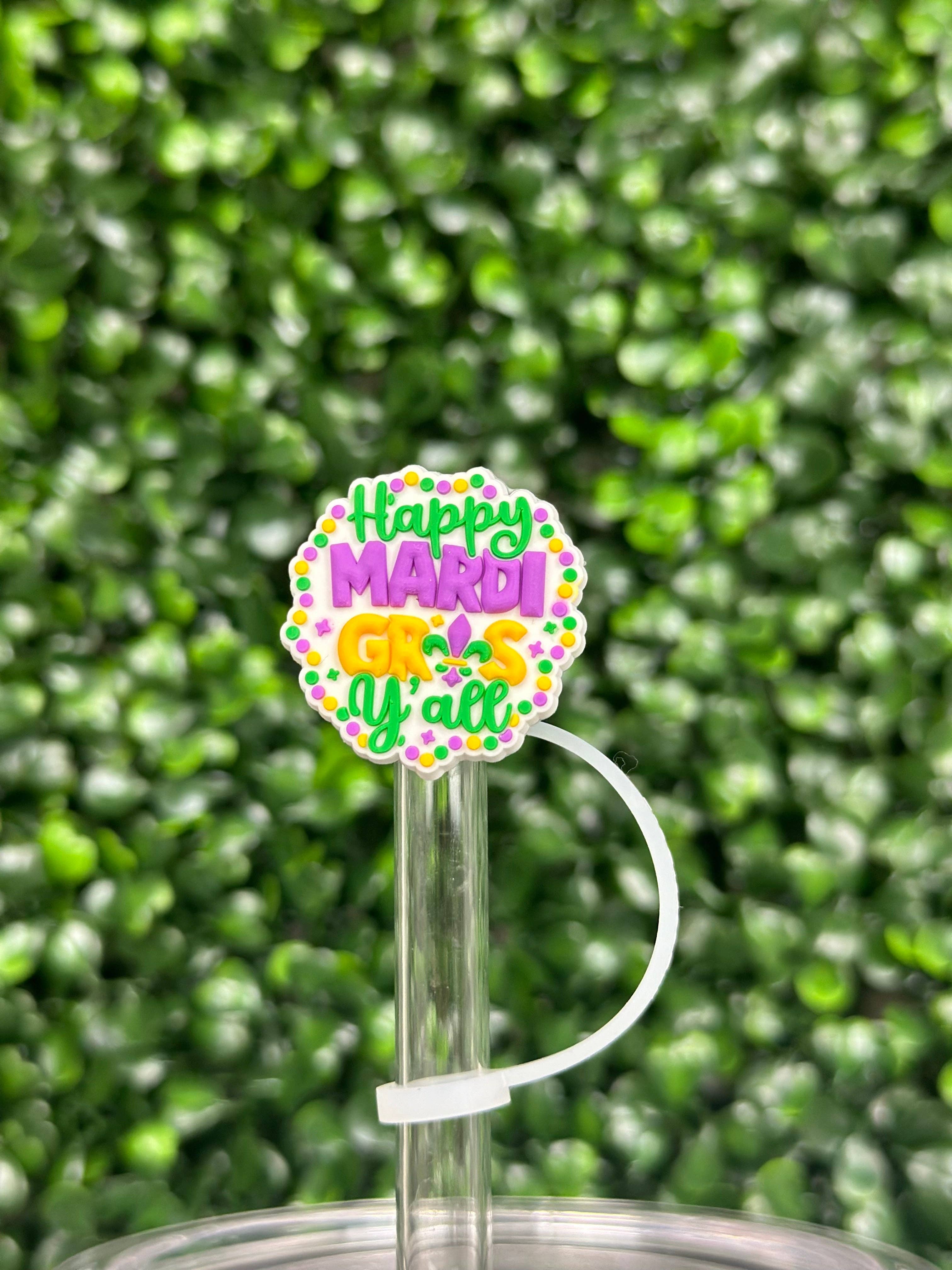Happy Mardi Gras Y’all Circle Straw Topper | Lilah's Bakery