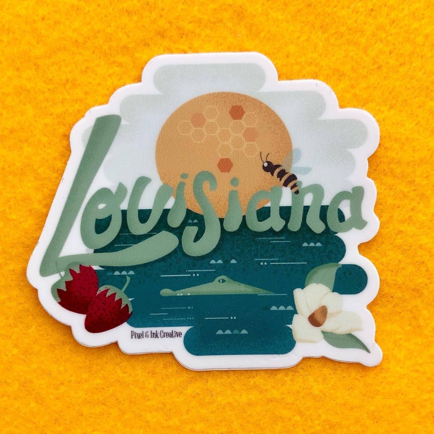Greetings From Louisiana Sticker by Pixel & Ink Creative | Lilah's Bakery